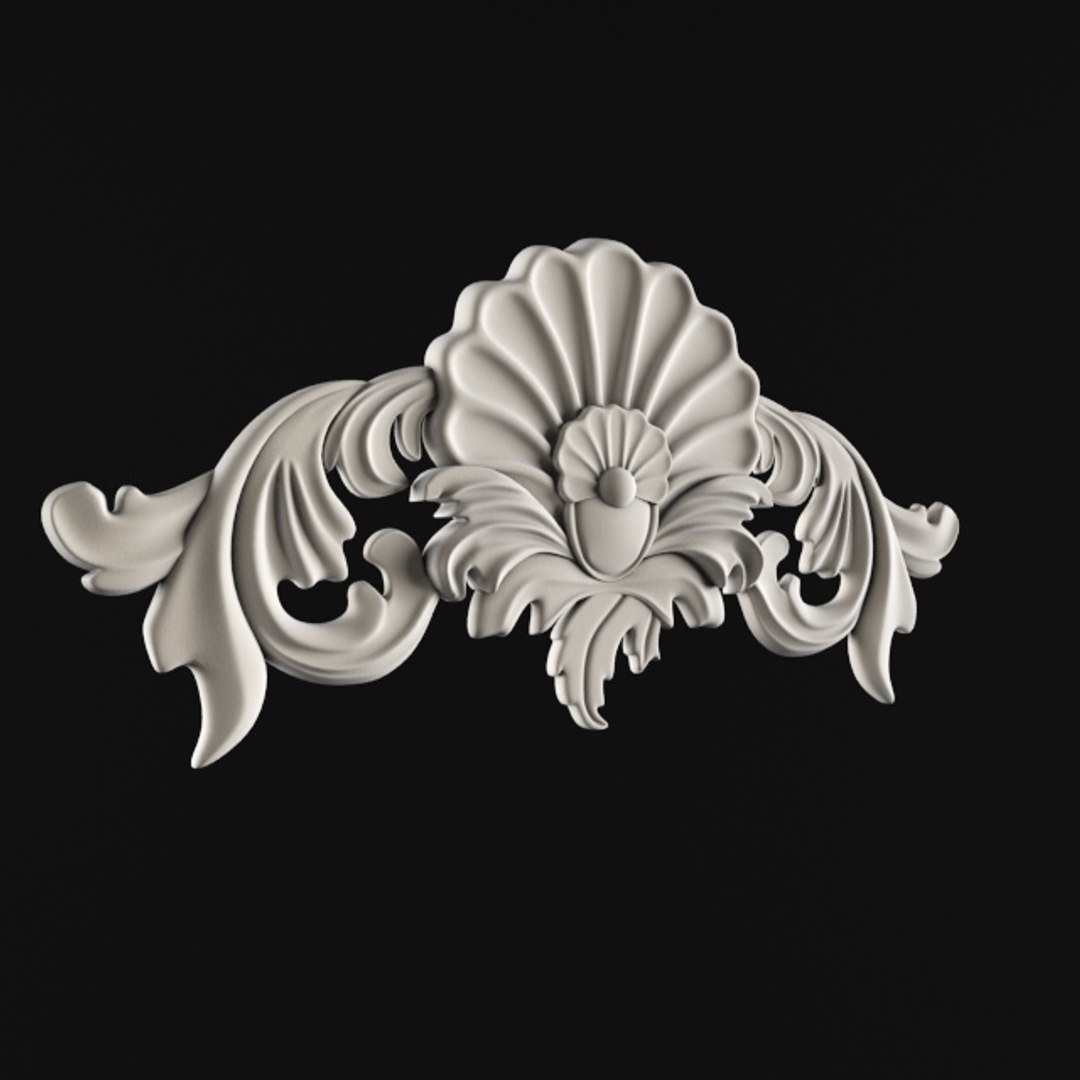 3d Ornament Cartouches Plaster Model