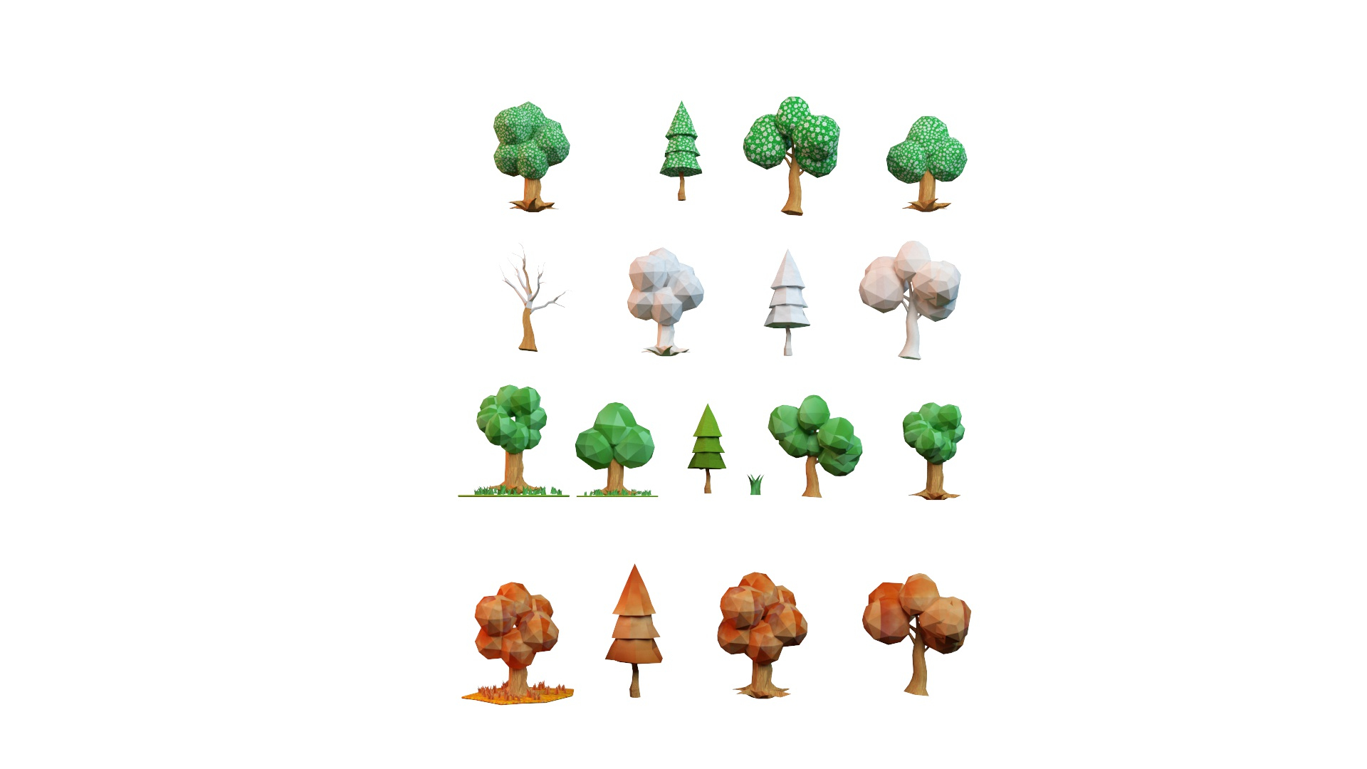 3D 18 Low Poly Tree Models With Textures - Compatible With All Major 3D ...