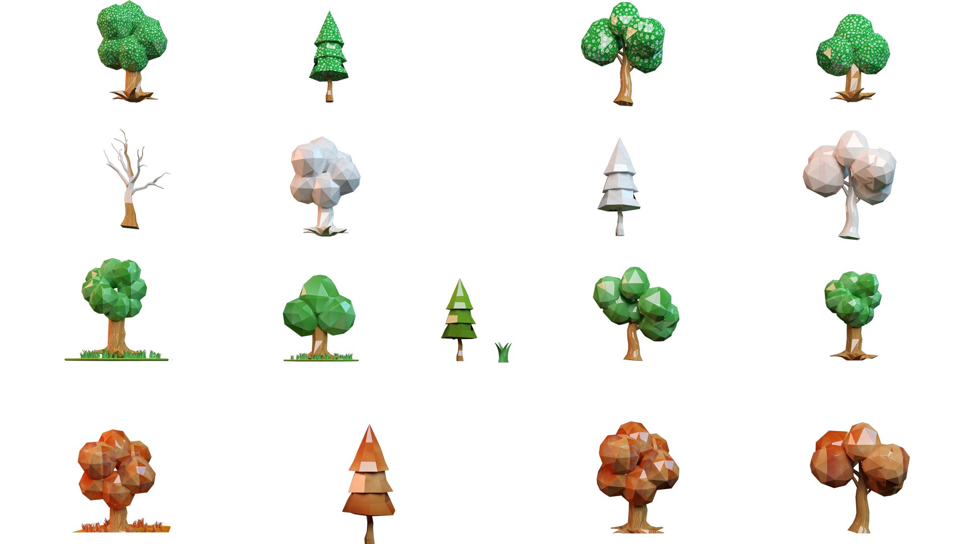 3D 18 Low Poly Tree Models With Textures - Compatible With All Major 3D ...