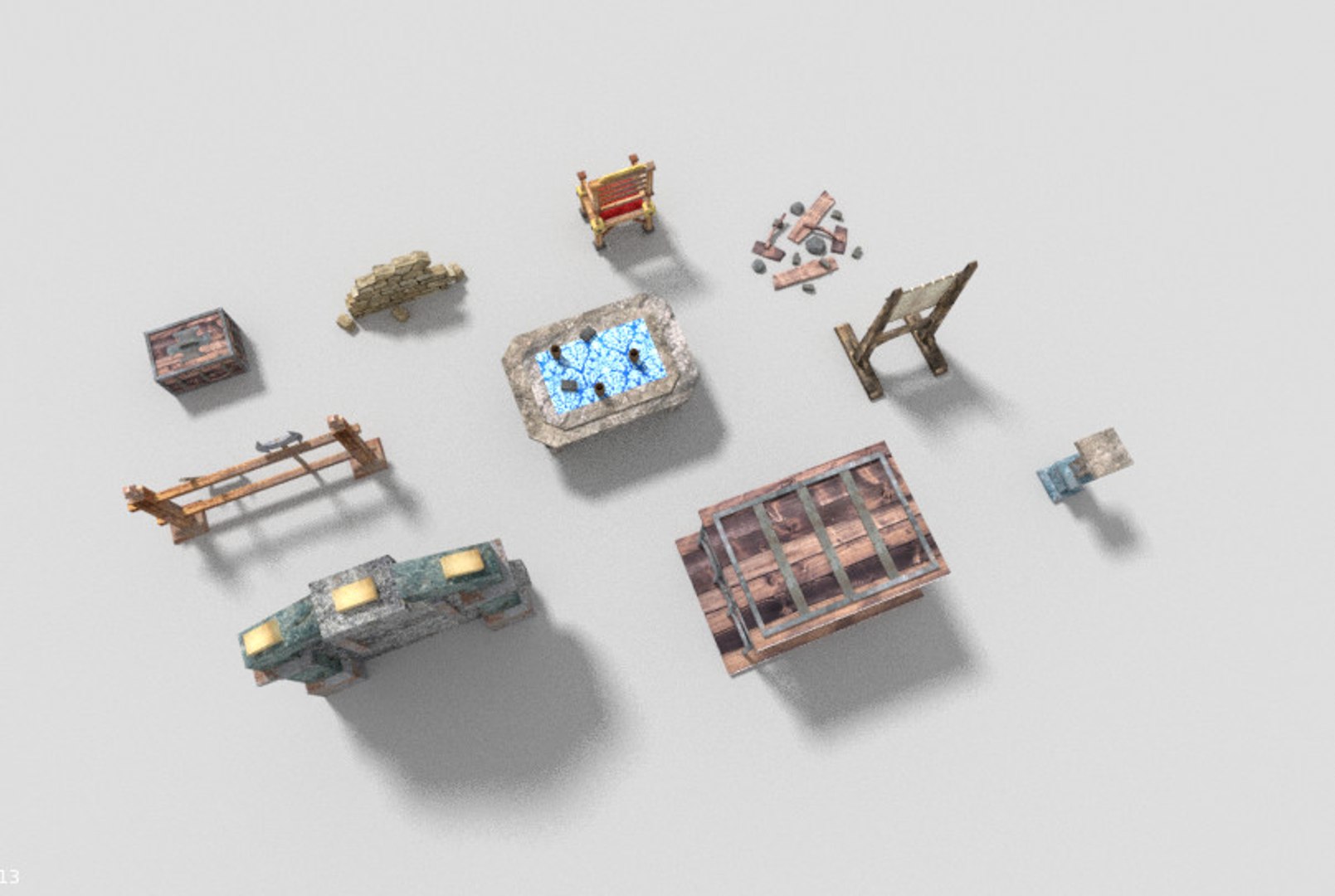 3d model pack 10 dungeon props