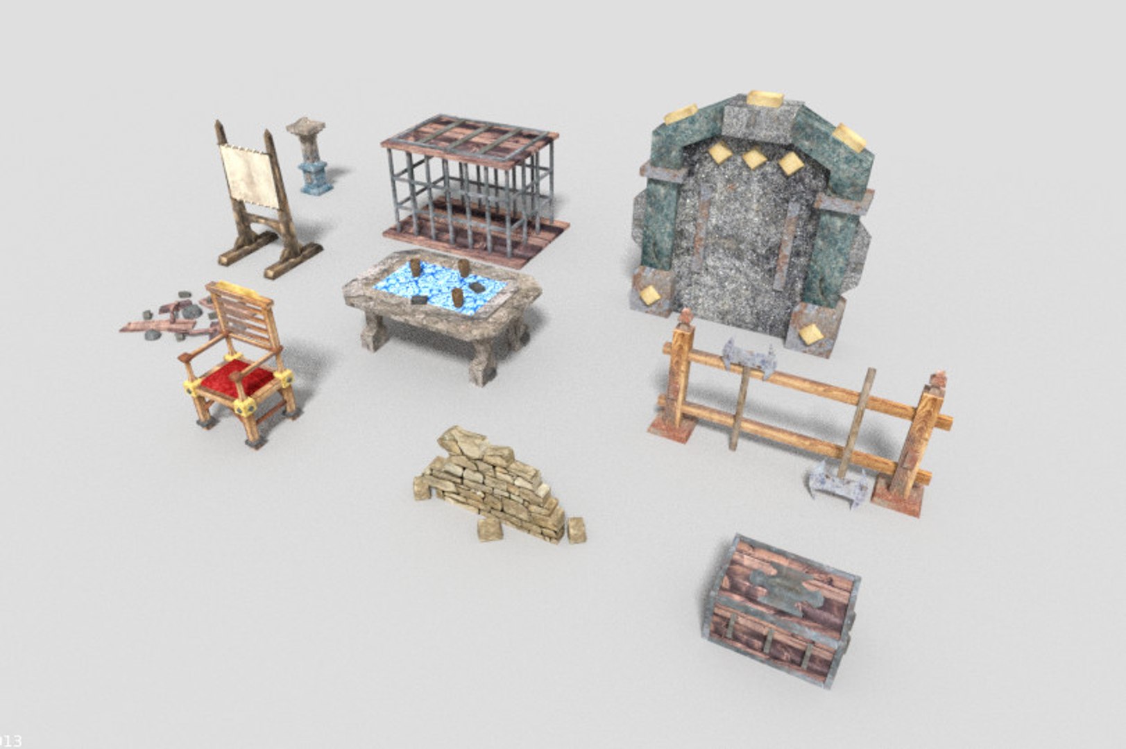 3d model pack 10 dungeon props