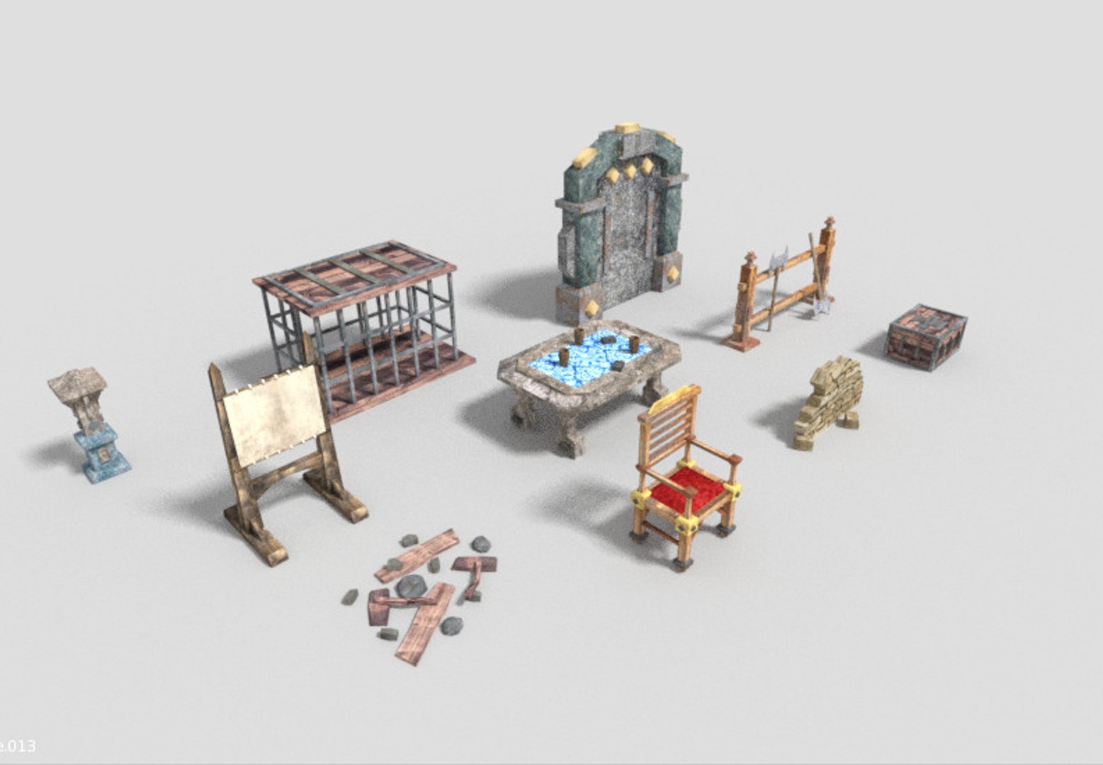 3d model pack 10 dungeon props