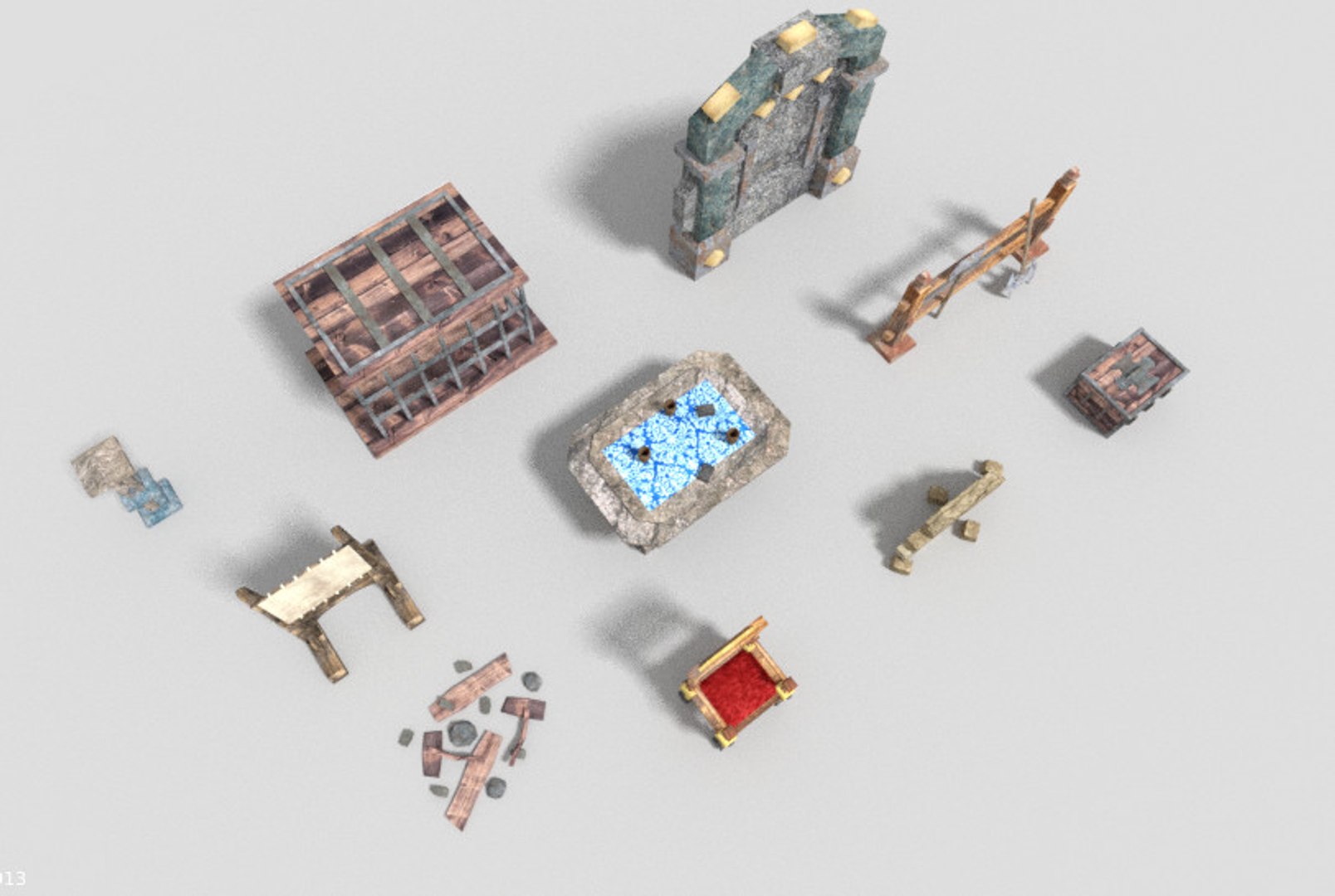 3d model pack 10 dungeon props