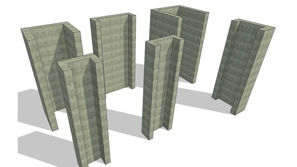3D C Shaped Shear Wall Column - TurboSquid 2030260