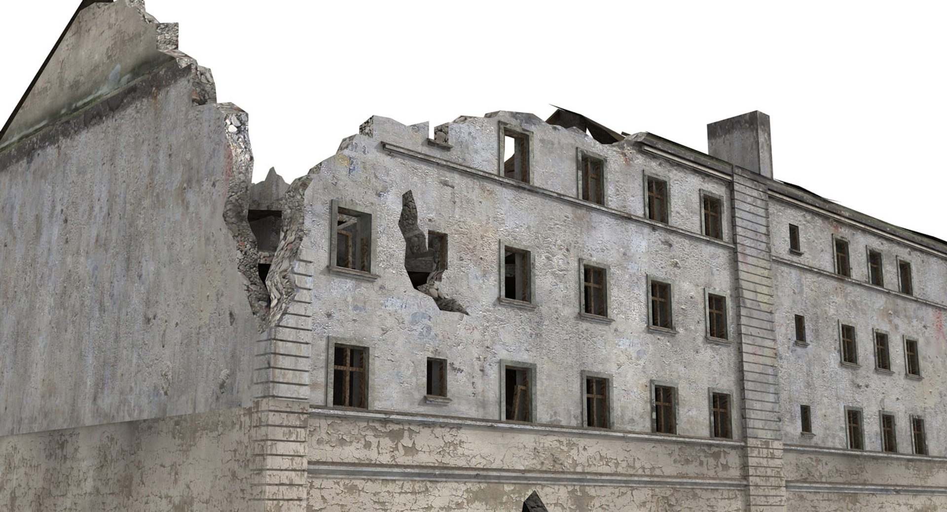 3d Destroyed Ruined Building World War Model