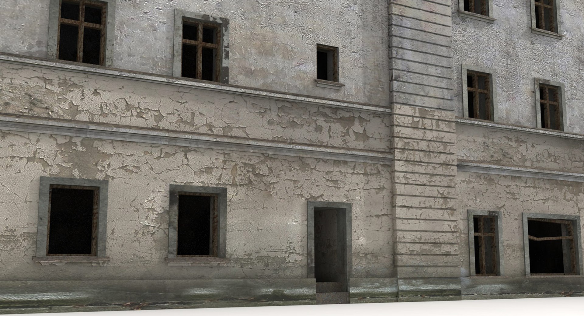 3d Destroyed Ruined Building World War Model