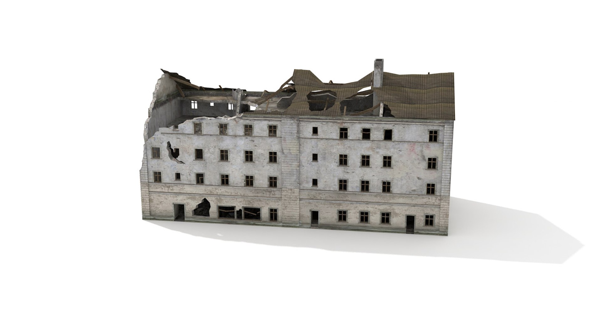 3d Destroyed Ruined Building World War Model