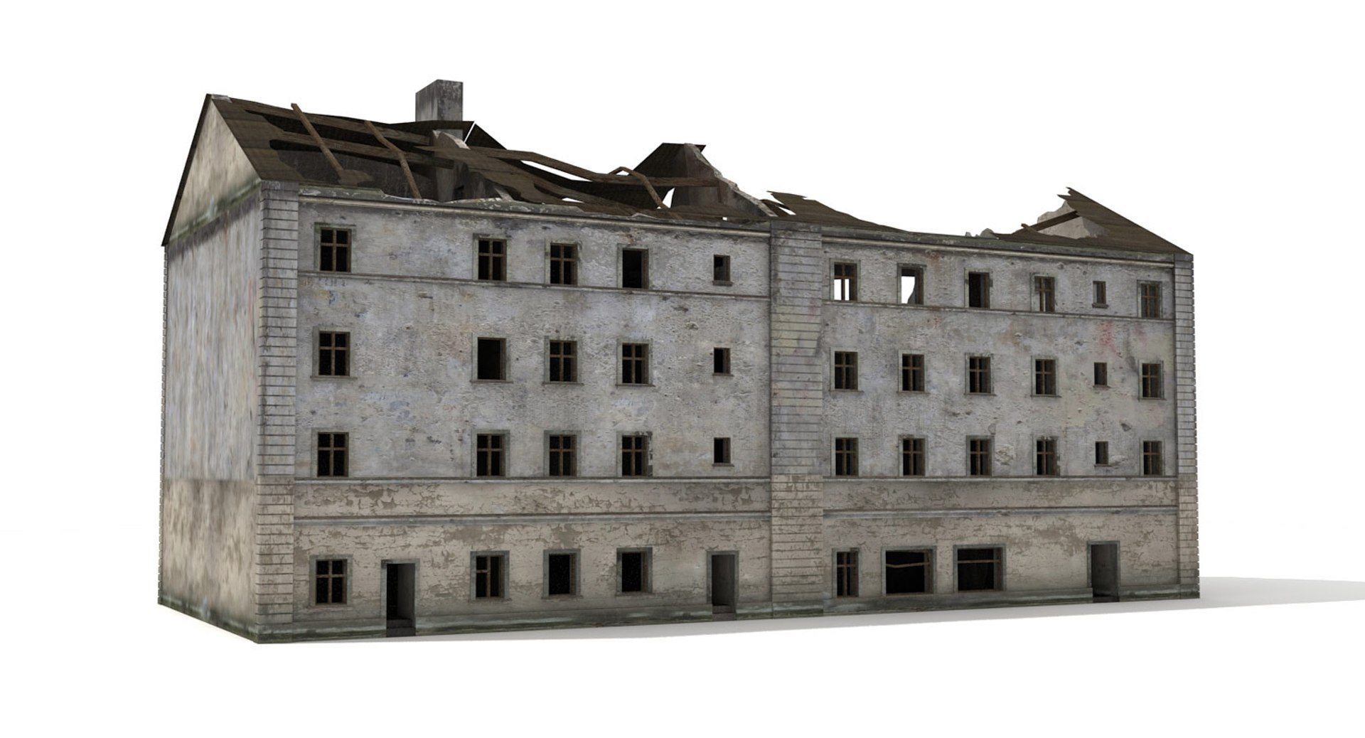 3d Destroyed Ruined Building World War Model