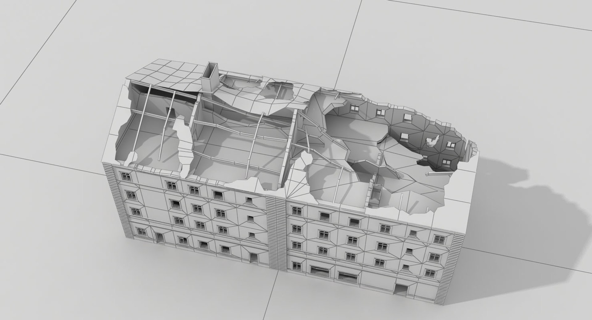 3d Destroyed Ruined Building World War Model