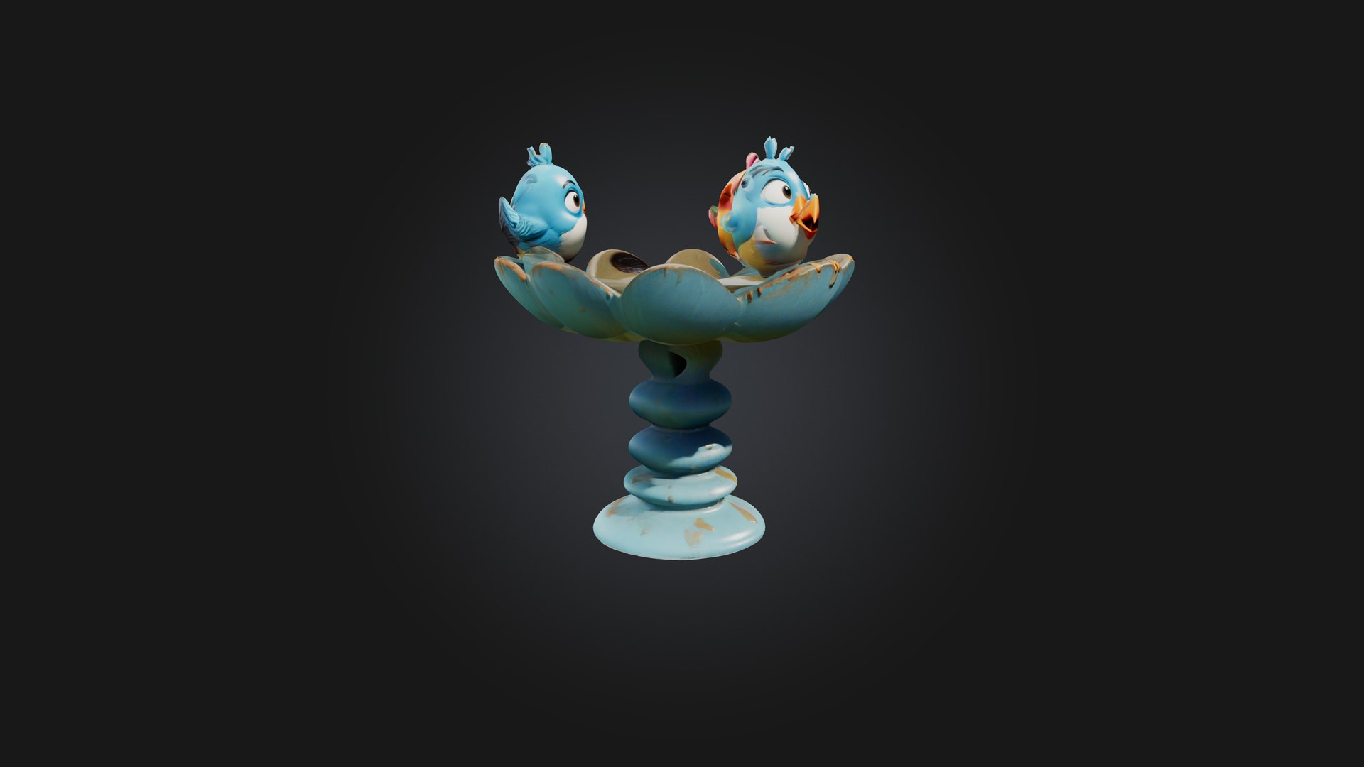 3D Model Cartoon Bird Bath - TurboSquid 2292533