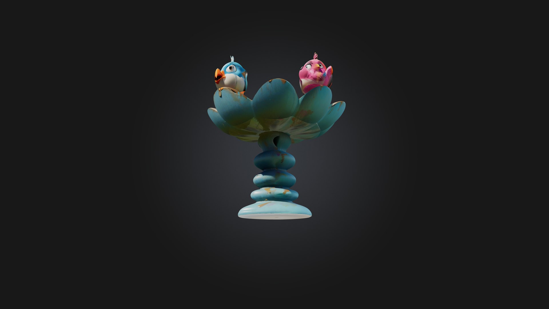 3D Model Cartoon Bird Bath - TurboSquid 2292533