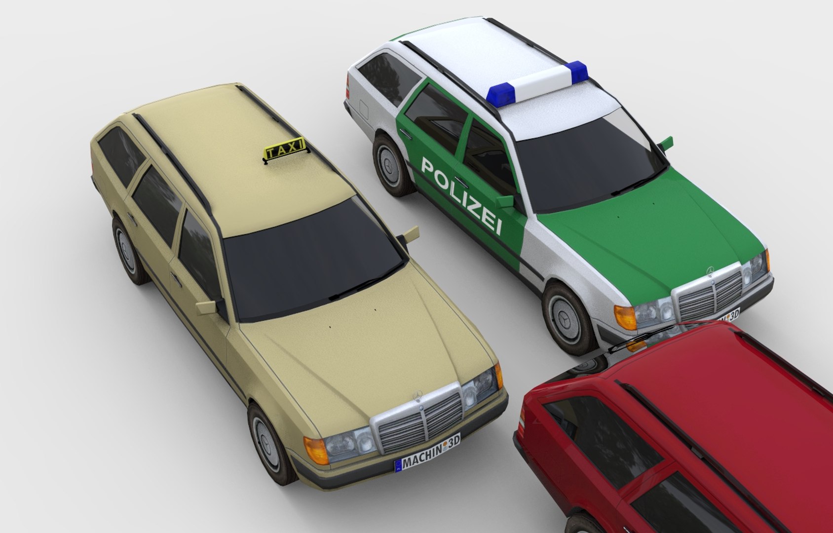W124 Touring Police 3d Model