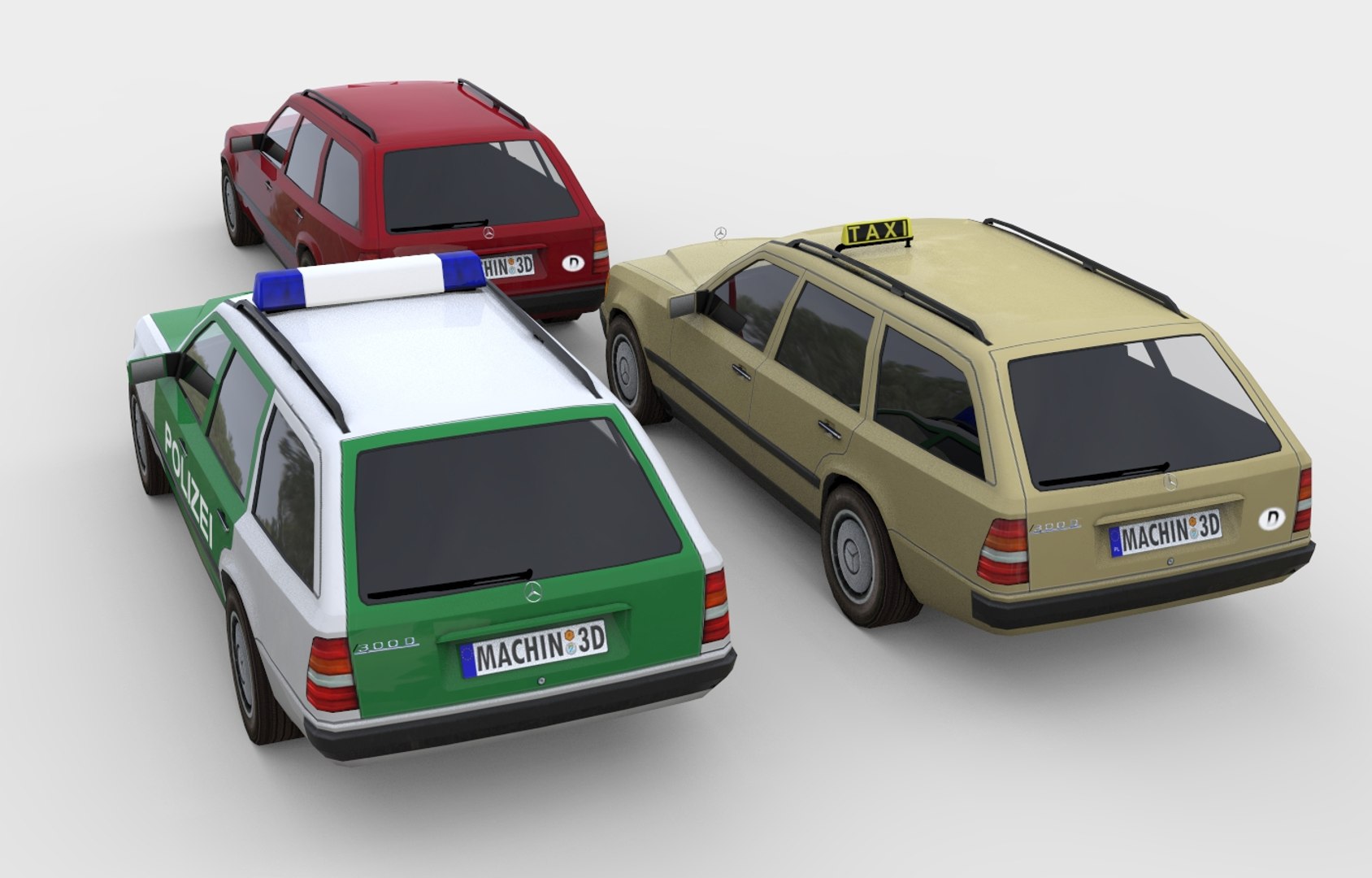 W124 Touring Police 3d Model