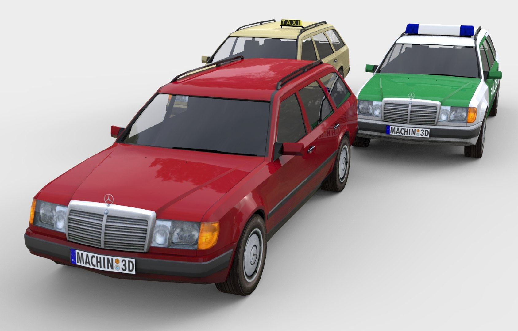 W124 Touring Police 3d Model