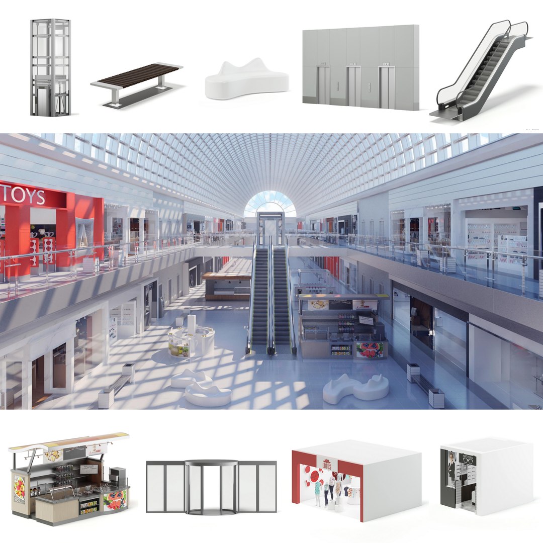 3D Shopping Center Equipment Set - TurboSquid 2121569