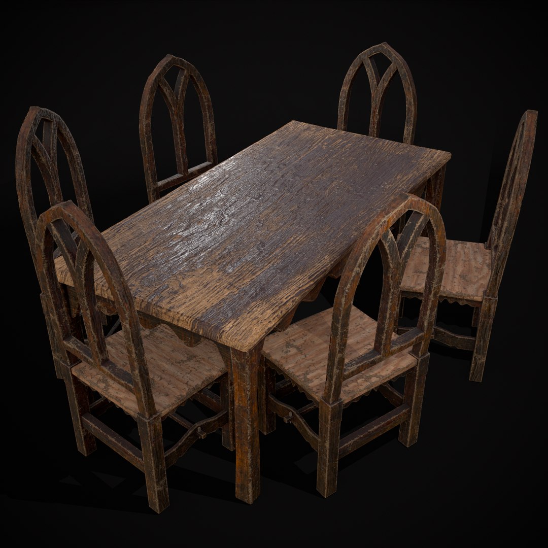 3D Medieval Kitchen Table Set - TurboSquid 2078668
