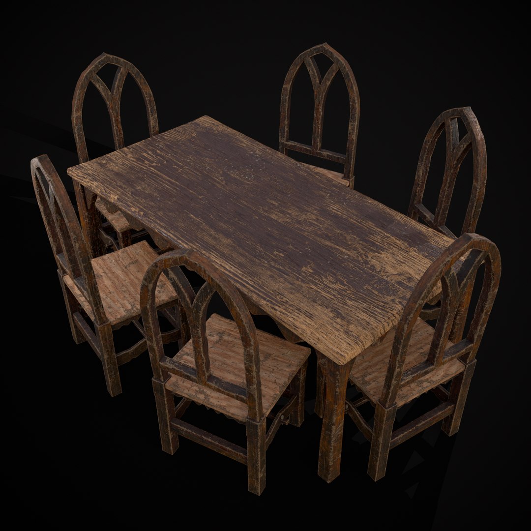 3D Medieval Kitchen Table Set - TurboSquid 2078668