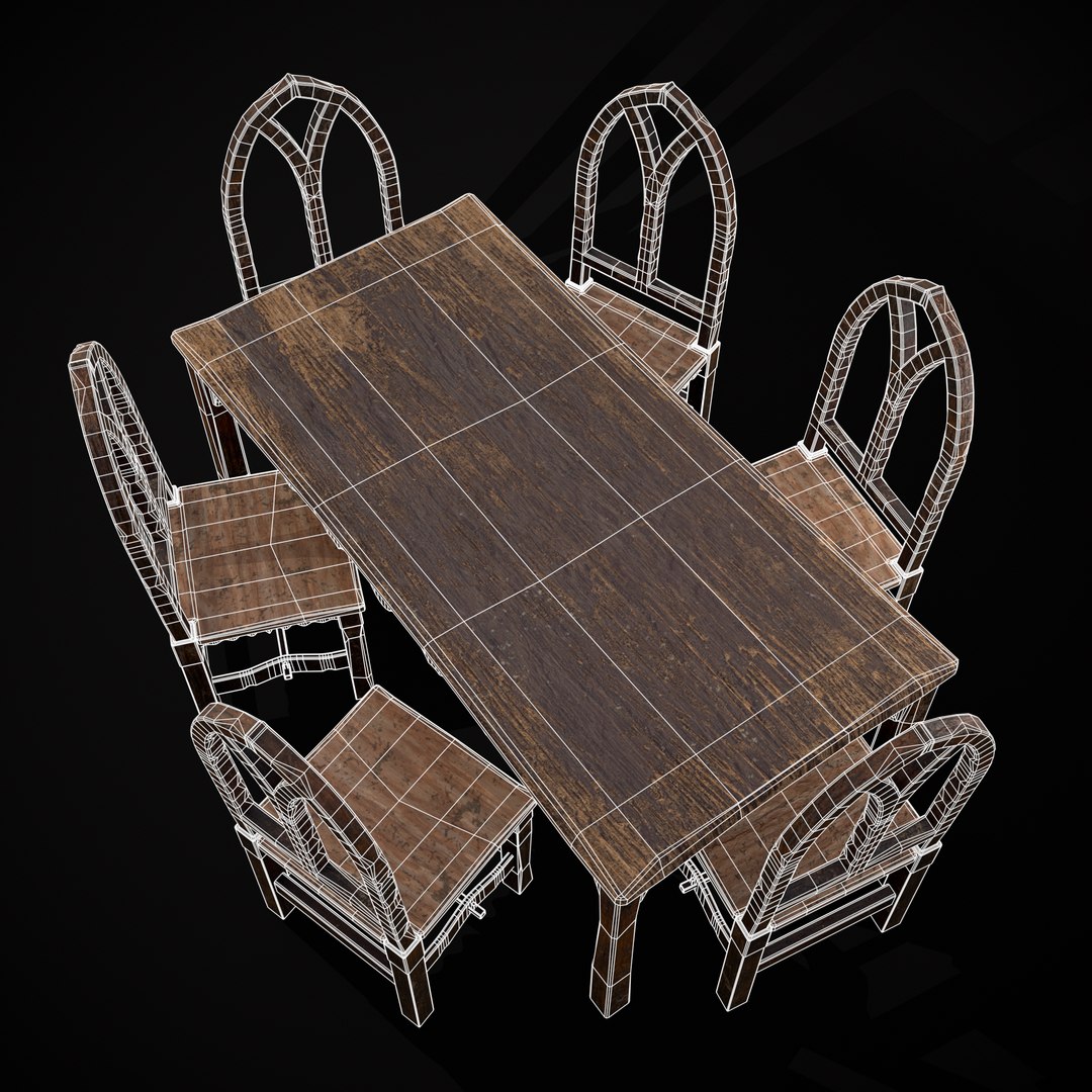 3D Medieval Kitchen Table Set - TurboSquid 2078668