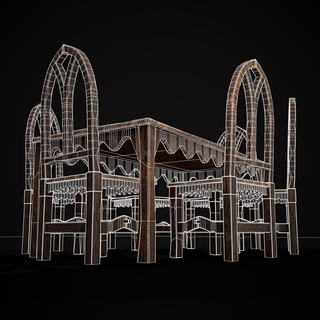 3D Medieval Kitchen Table Set - TurboSquid 2078668