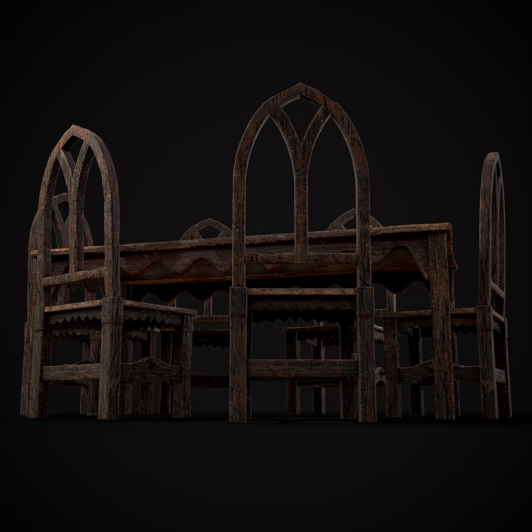 3D Medieval Kitchen Table Set - TurboSquid 2078668