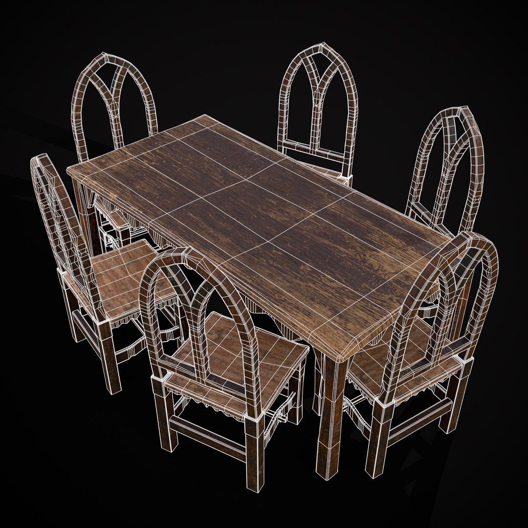 3D Medieval Kitchen Table Set - TurboSquid 2078668