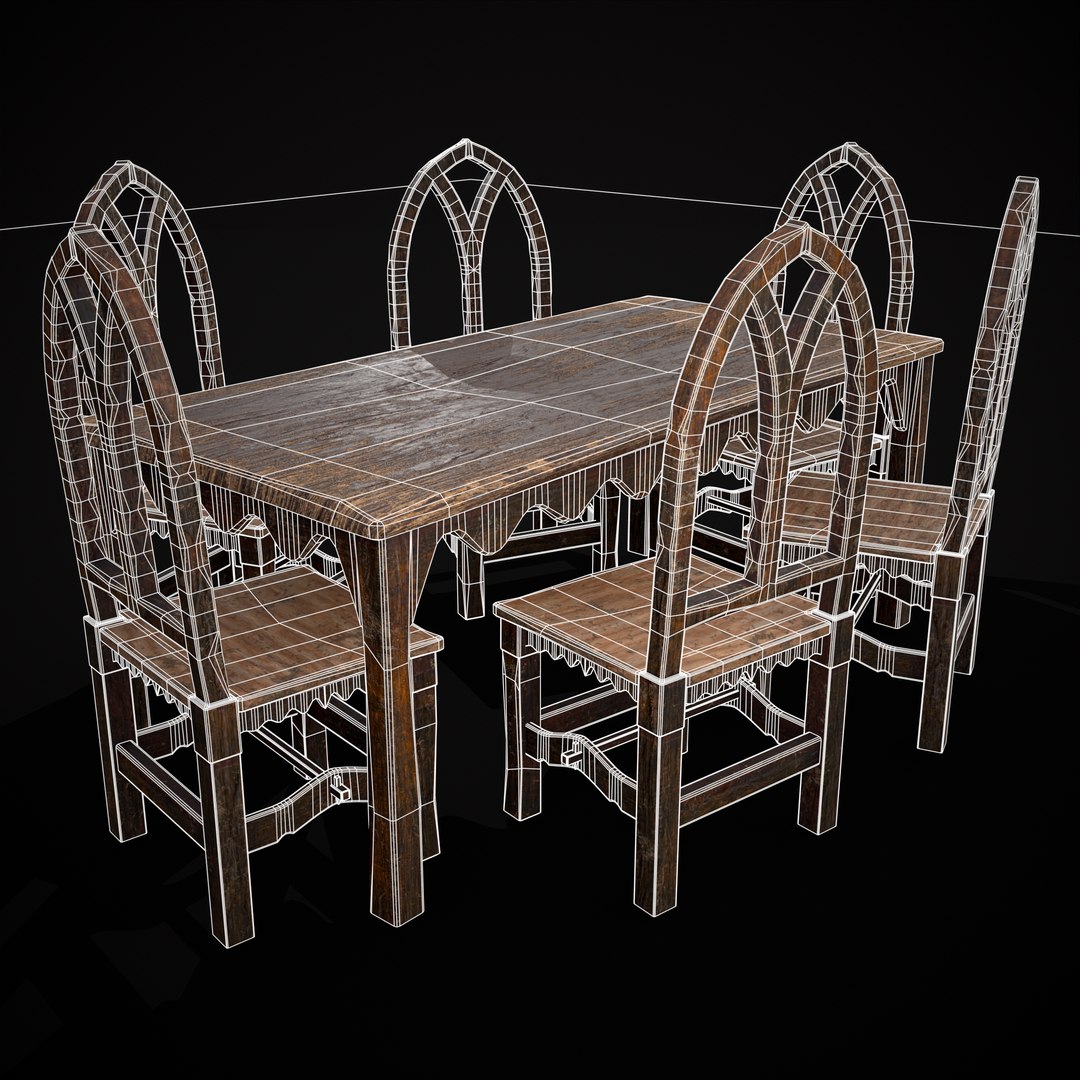 3D Medieval Kitchen Table Set - TurboSquid 2078668