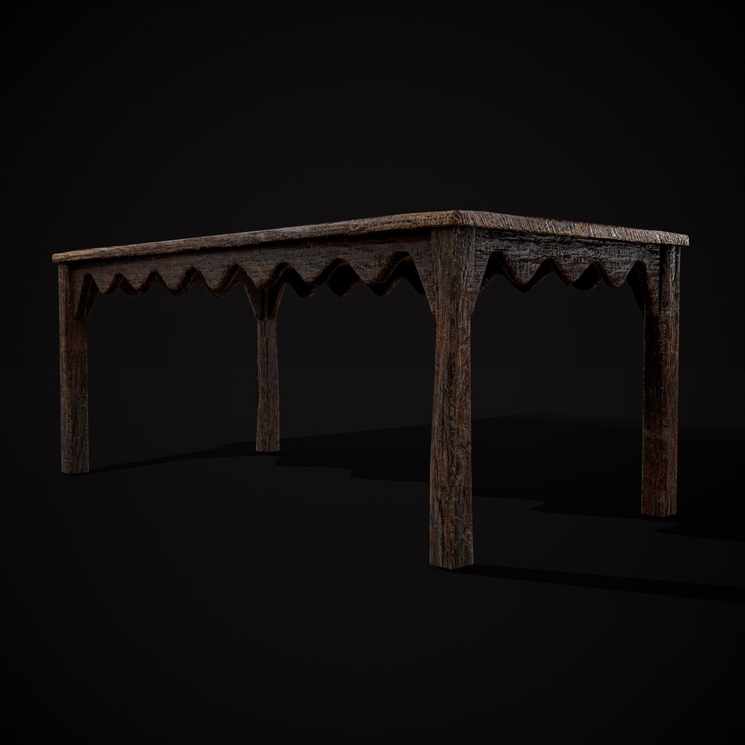 3D Medieval Kitchen Table Set - TurboSquid 2078668