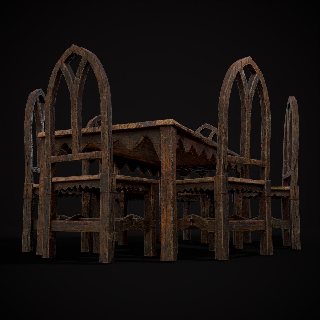 3D Medieval Kitchen Table Set - TurboSquid 2078668