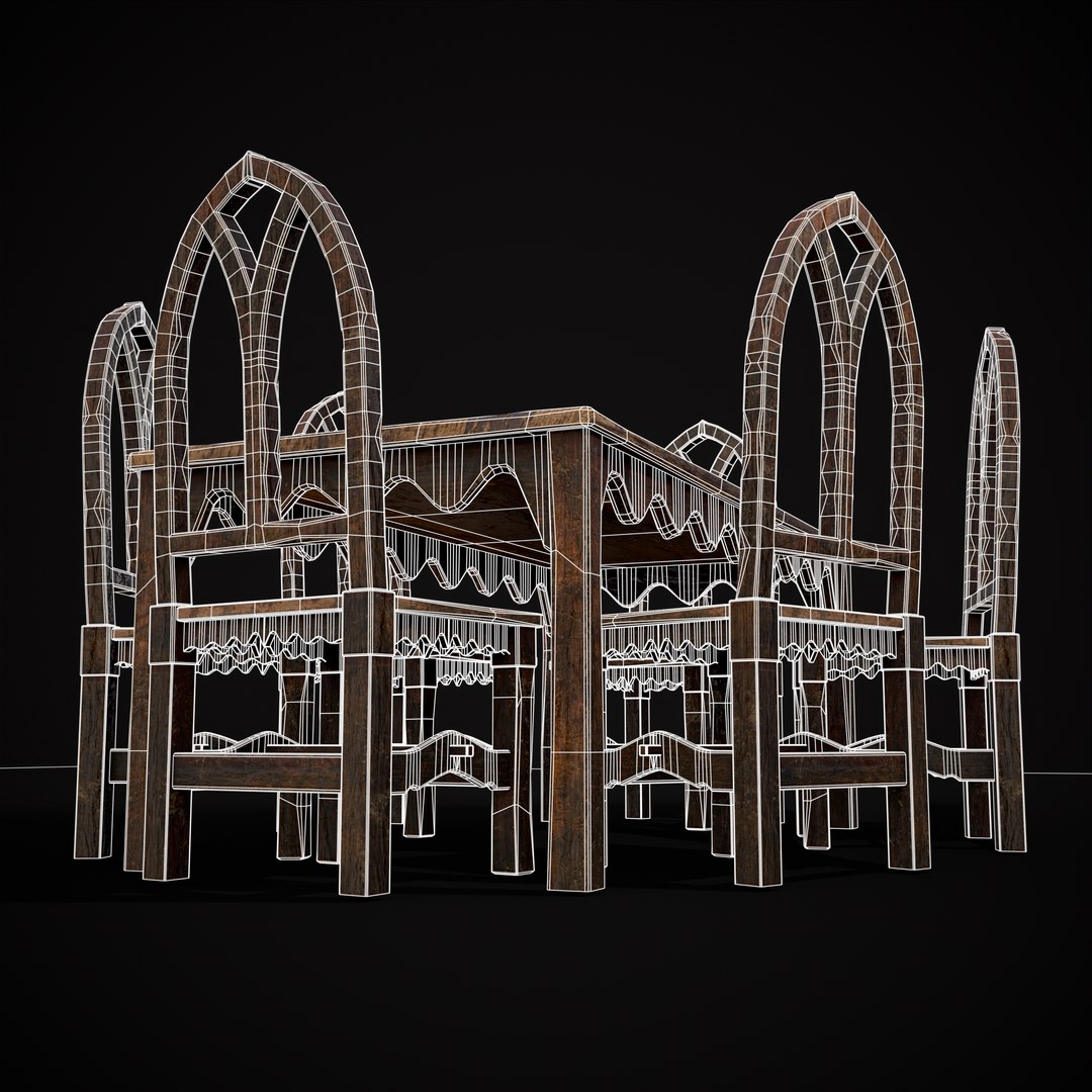 3D Medieval Kitchen Table Set - TurboSquid 2078668