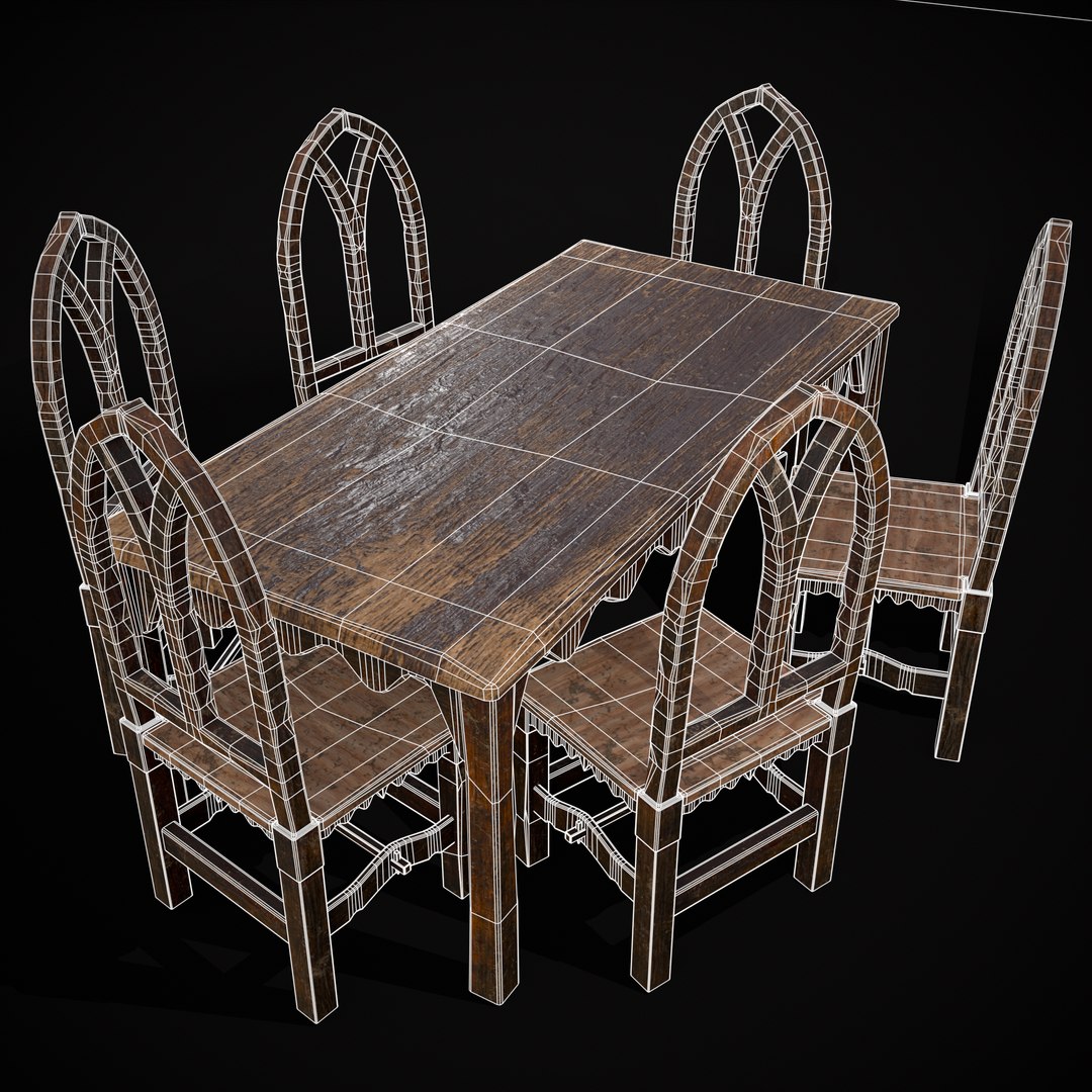 3D Medieval Kitchen Table Set - TurboSquid 2078668