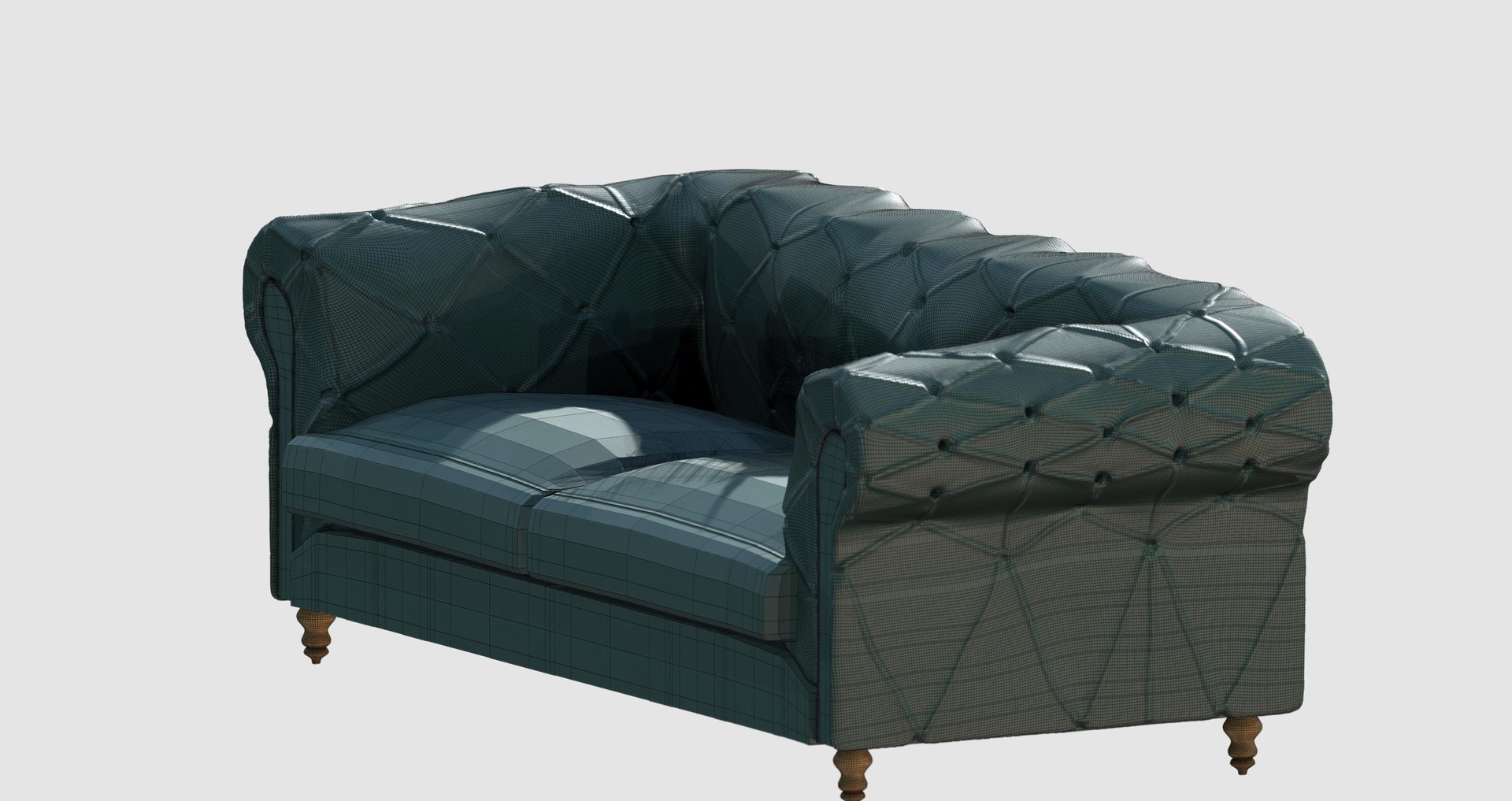 3D model Turquoise capitone basic sofa - TurboSquid 1990471