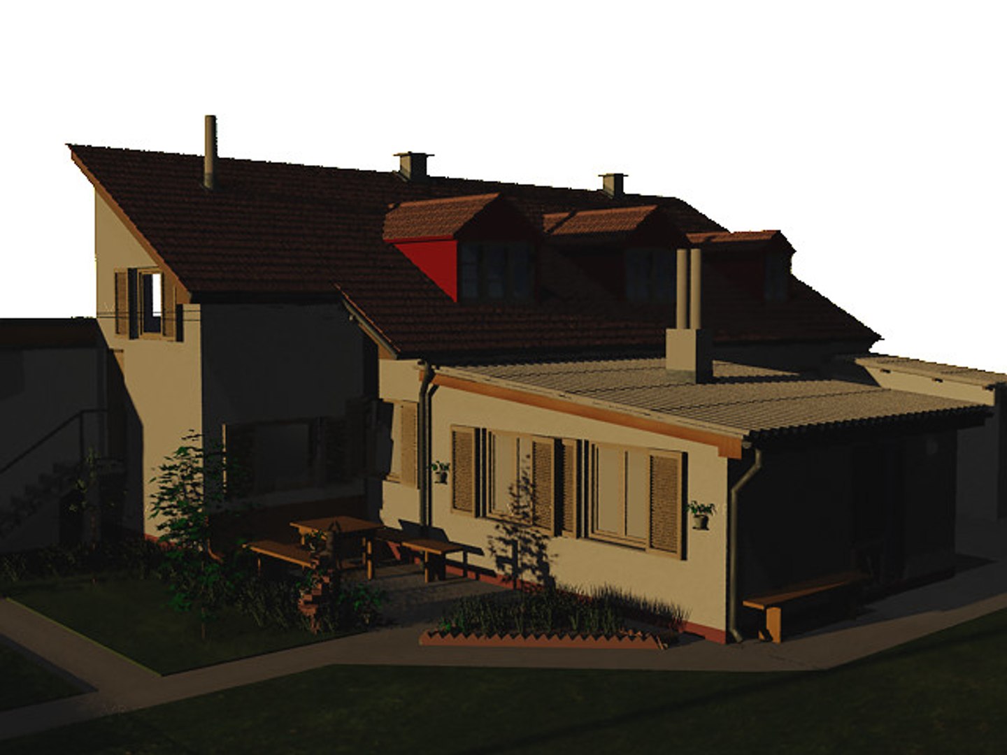 3d Model Home Garden Sidewalk