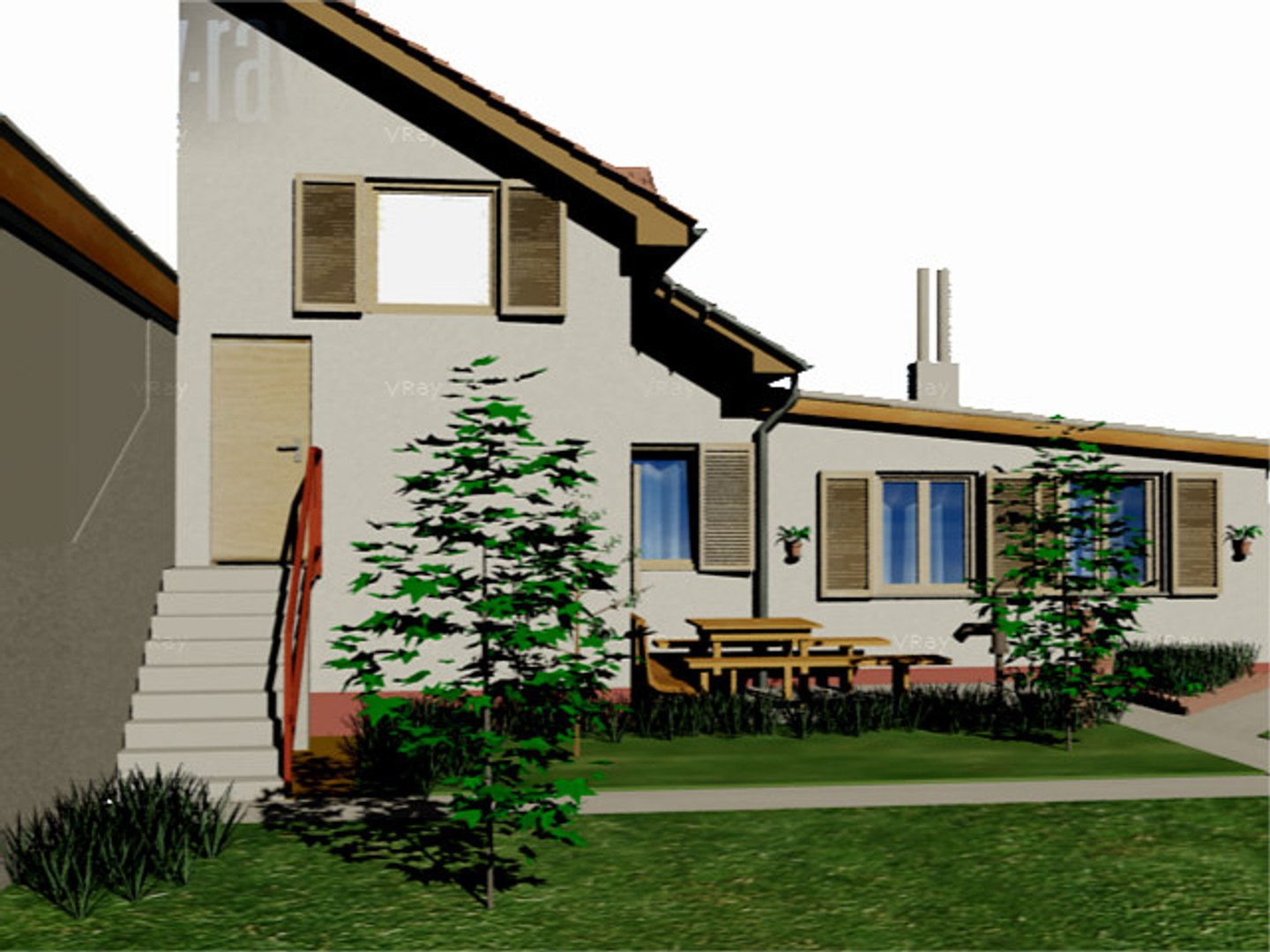 3d Model Home Garden Sidewalk