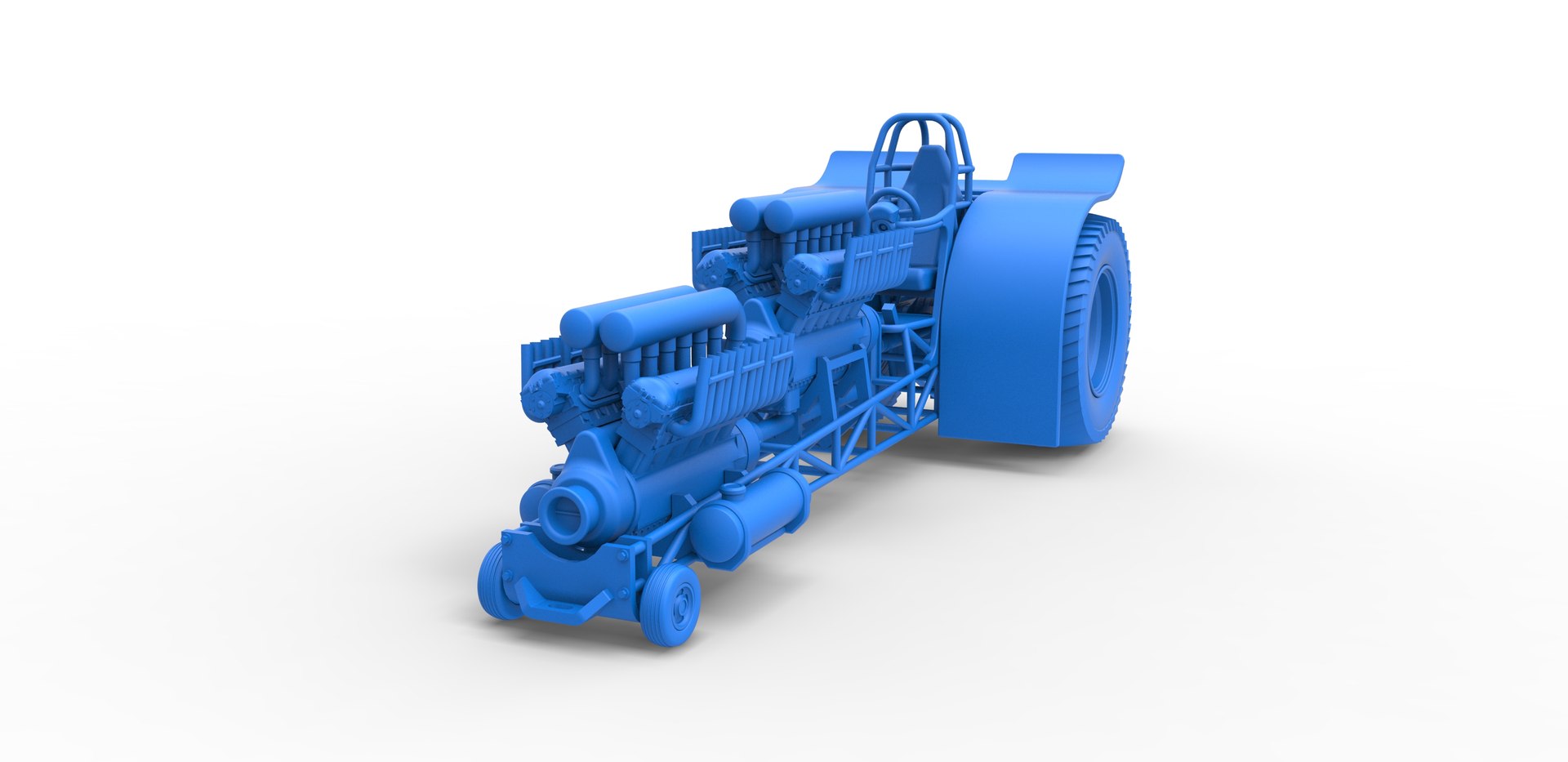 Diecast Pulling tractor with 2 engines V12 in line Scale 1 to 25 model ...