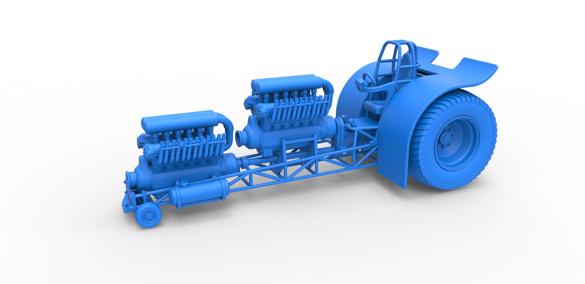 Diecast Pulling Tractor With 2 Engines V12 In Line Scale 1 To 25 Model ...