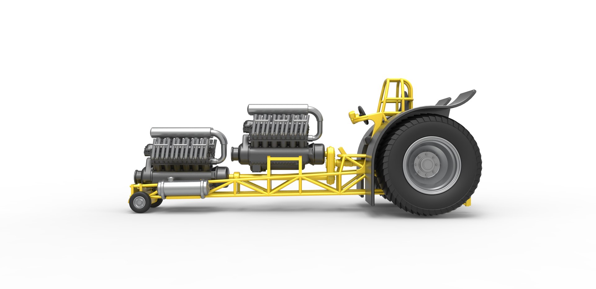 Diecast Pulling Tractor With 2 Engines V12 In Line Scale 1 To 25 Model ...
