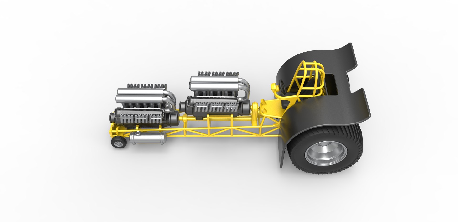 Diecast Pulling tractor with 2 engines V12 in line Scale 1 to 25 model ...