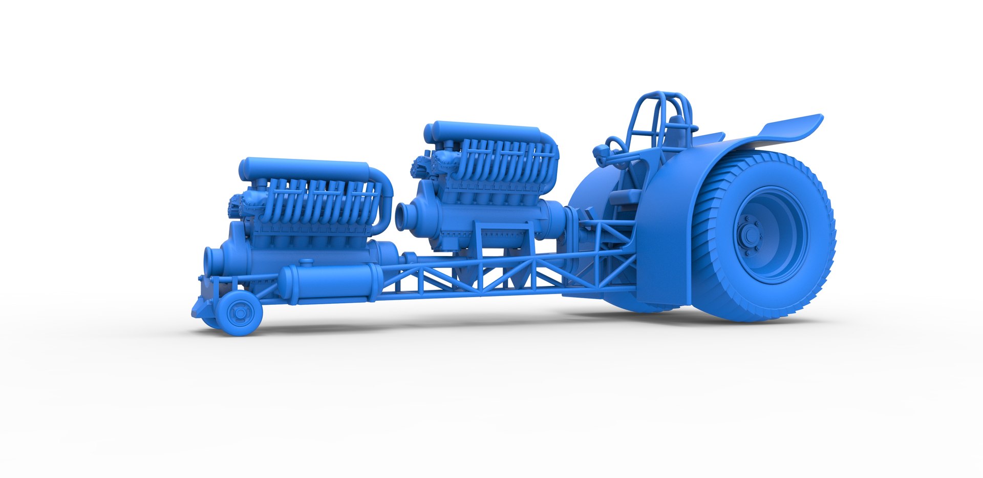 Diecast Pulling Tractor With 2 Engines V12 In Line Scale 1 To 25 Model ...