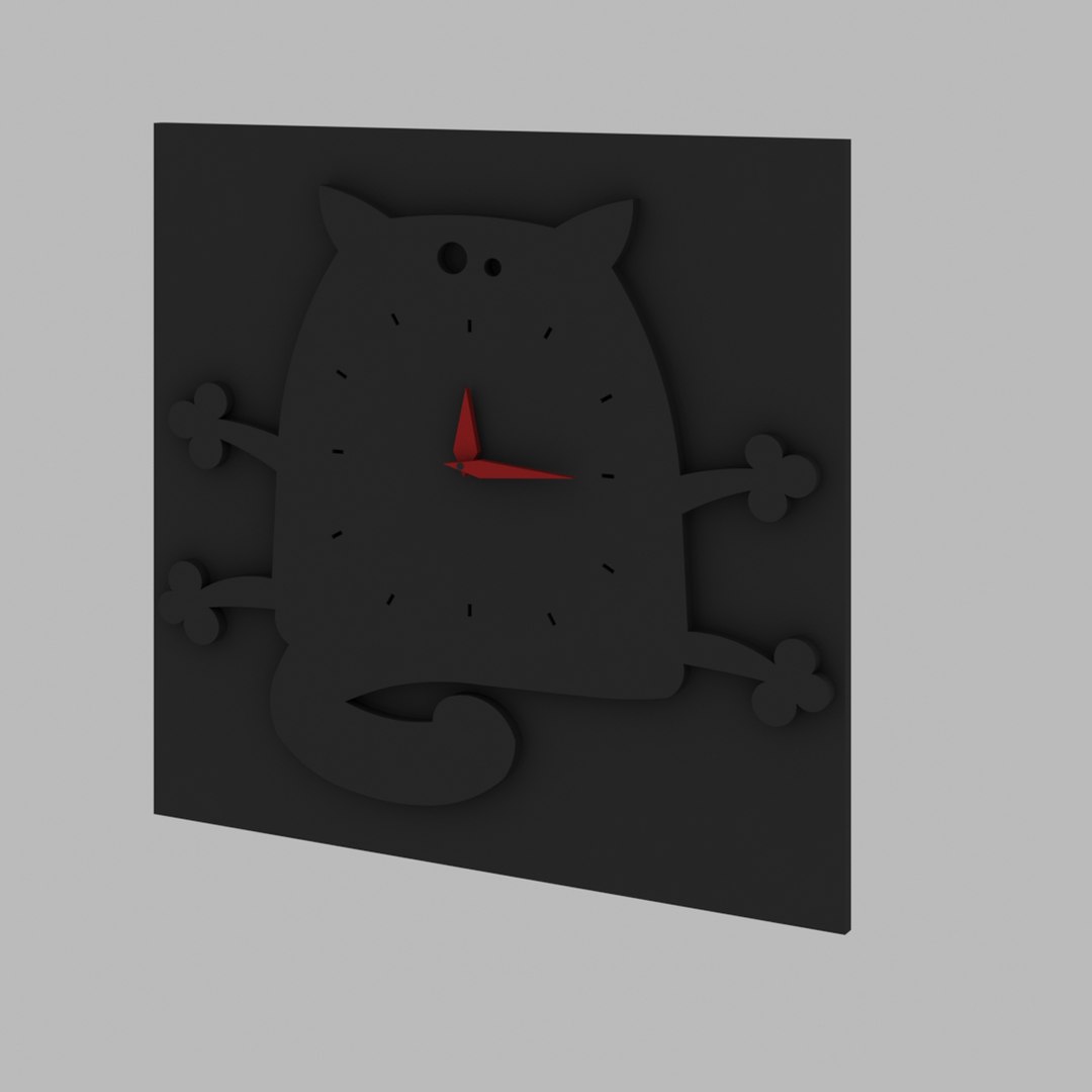 3D Cat Cartoon-wall-clock Model - TurboSquid 2018175
