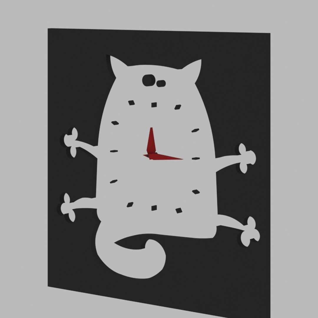 3D Cat Cartoon-wall-clock Model - TurboSquid 2018175