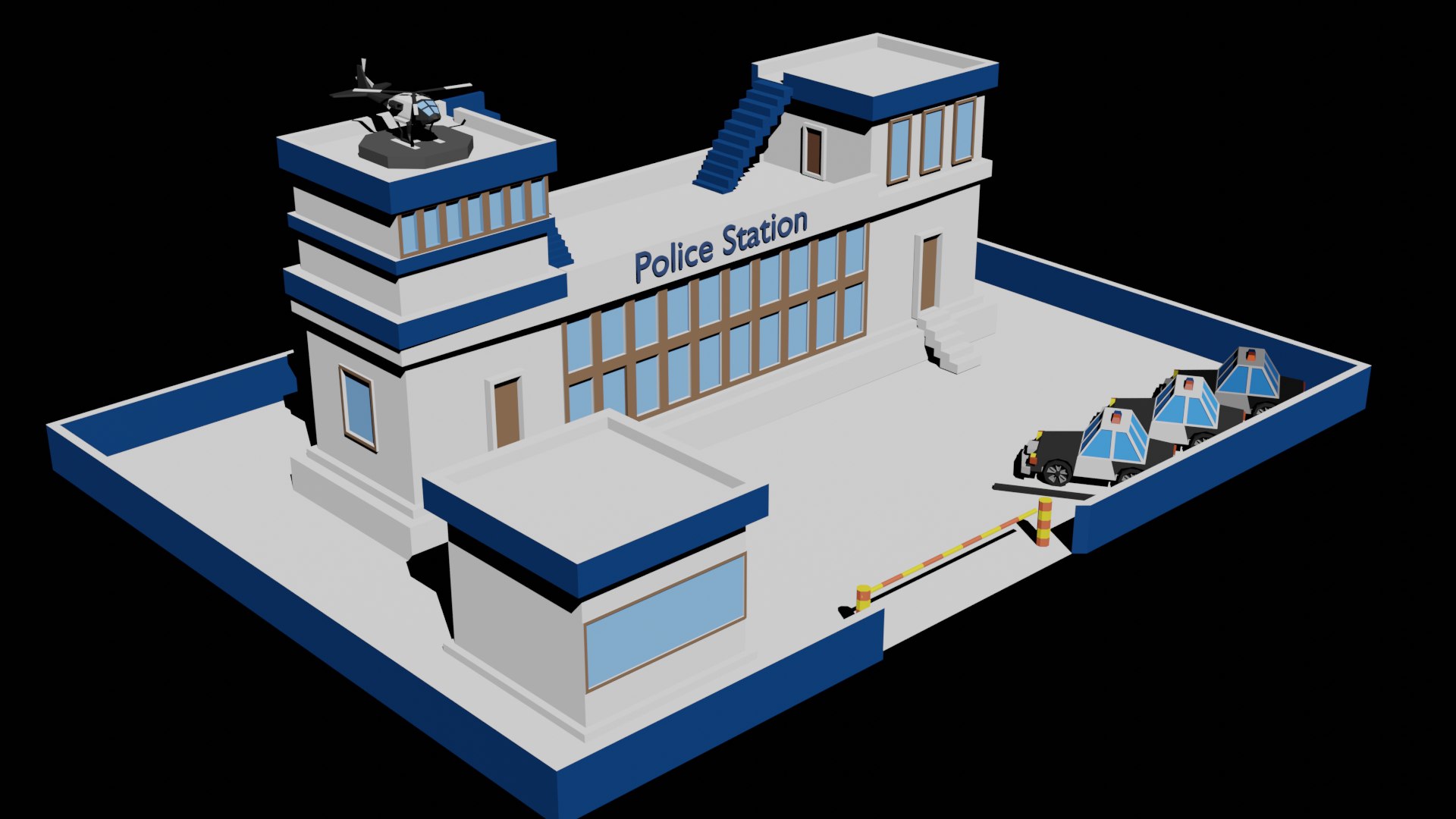 3D Police Station Lowpoly - TurboSquid 1775047
