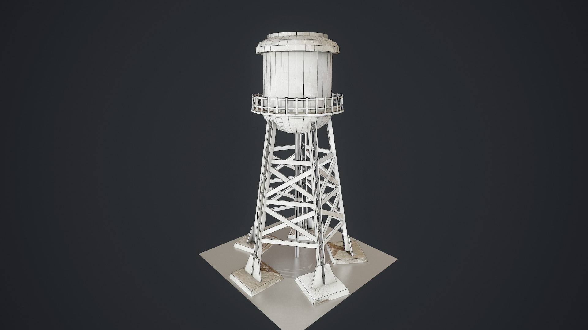 Low-poly water tower model - TurboSquid 1263114