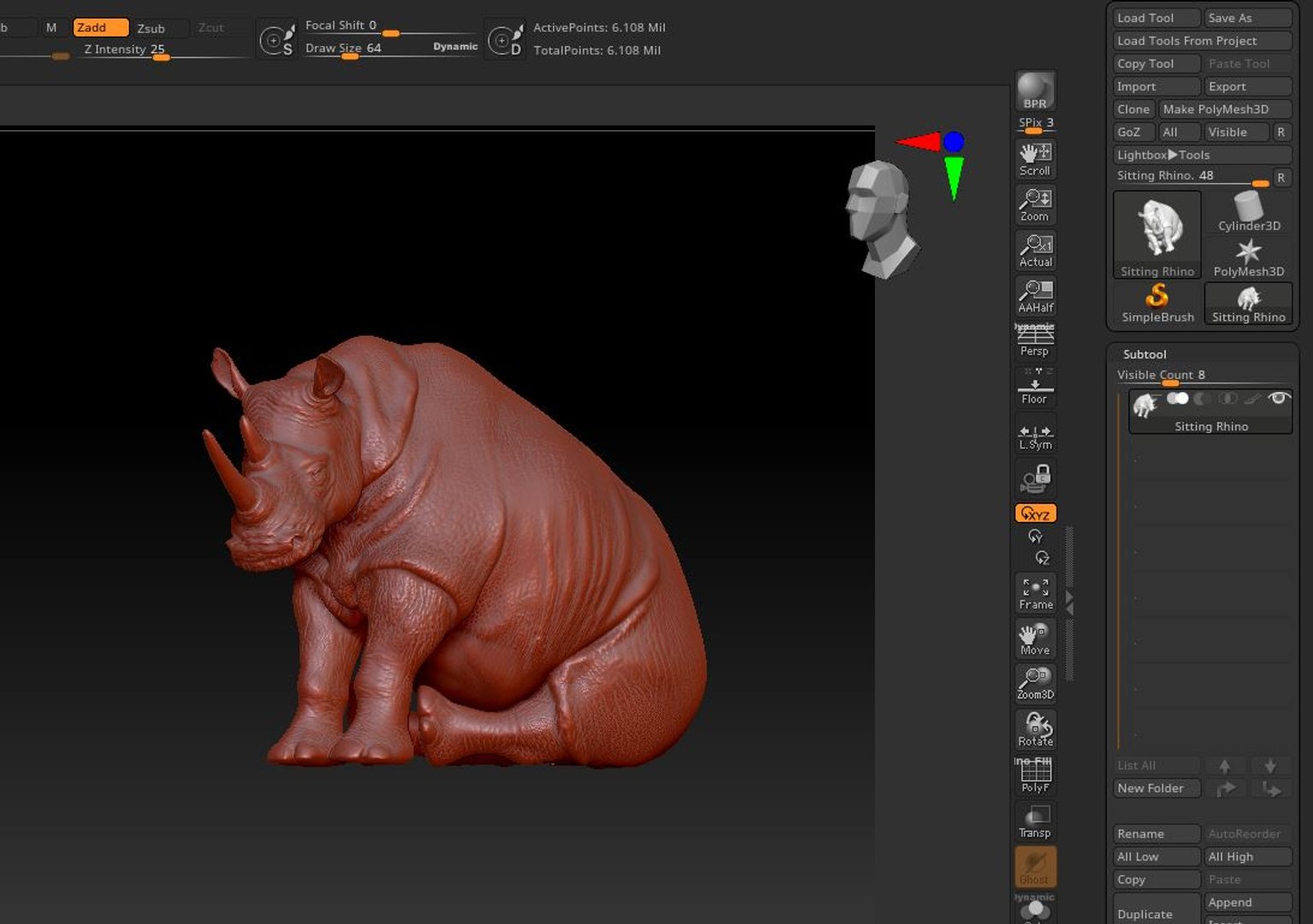 Sitting Rhino 3D Model - TurboSquid 1728880