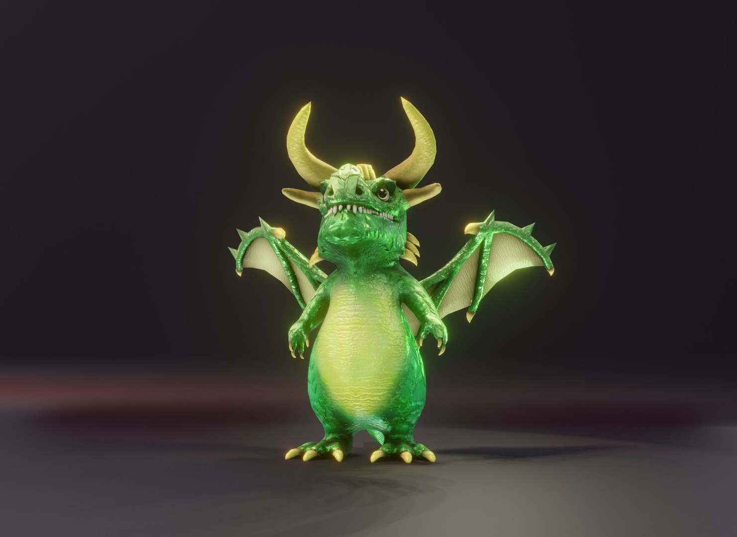 3D Cartoon Emerald Dragon Animated Low-poly 3D Model - TurboSquid 2223371