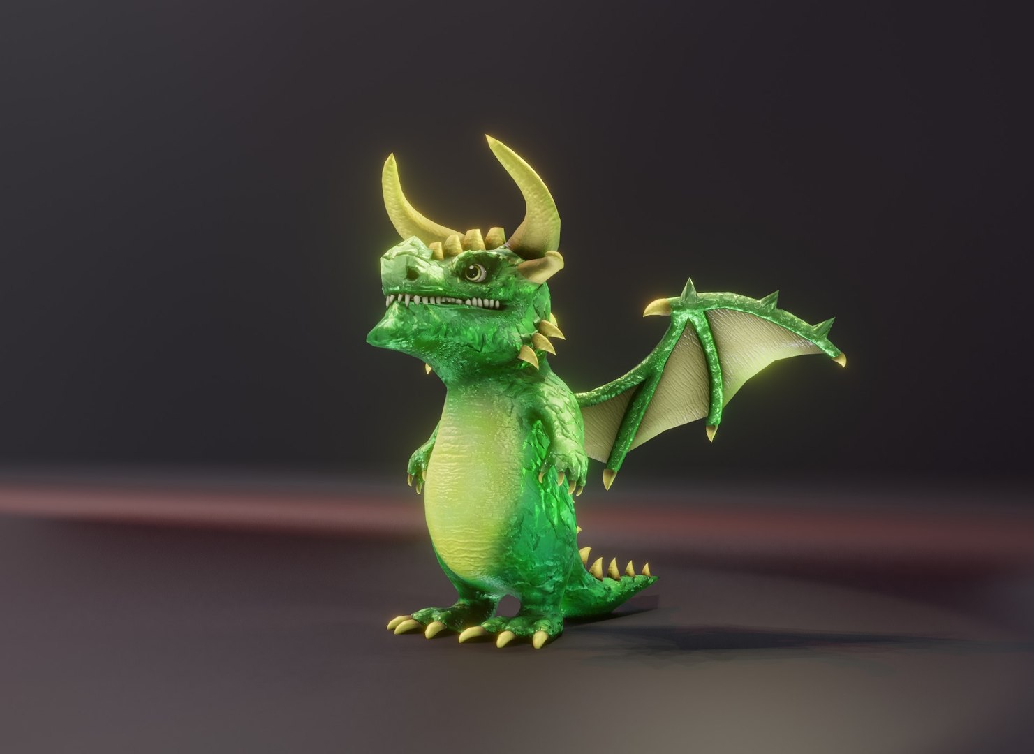 3D Cartoon Emerald Dragon Animated Low-poly 3D Model - TurboSquid 2223371