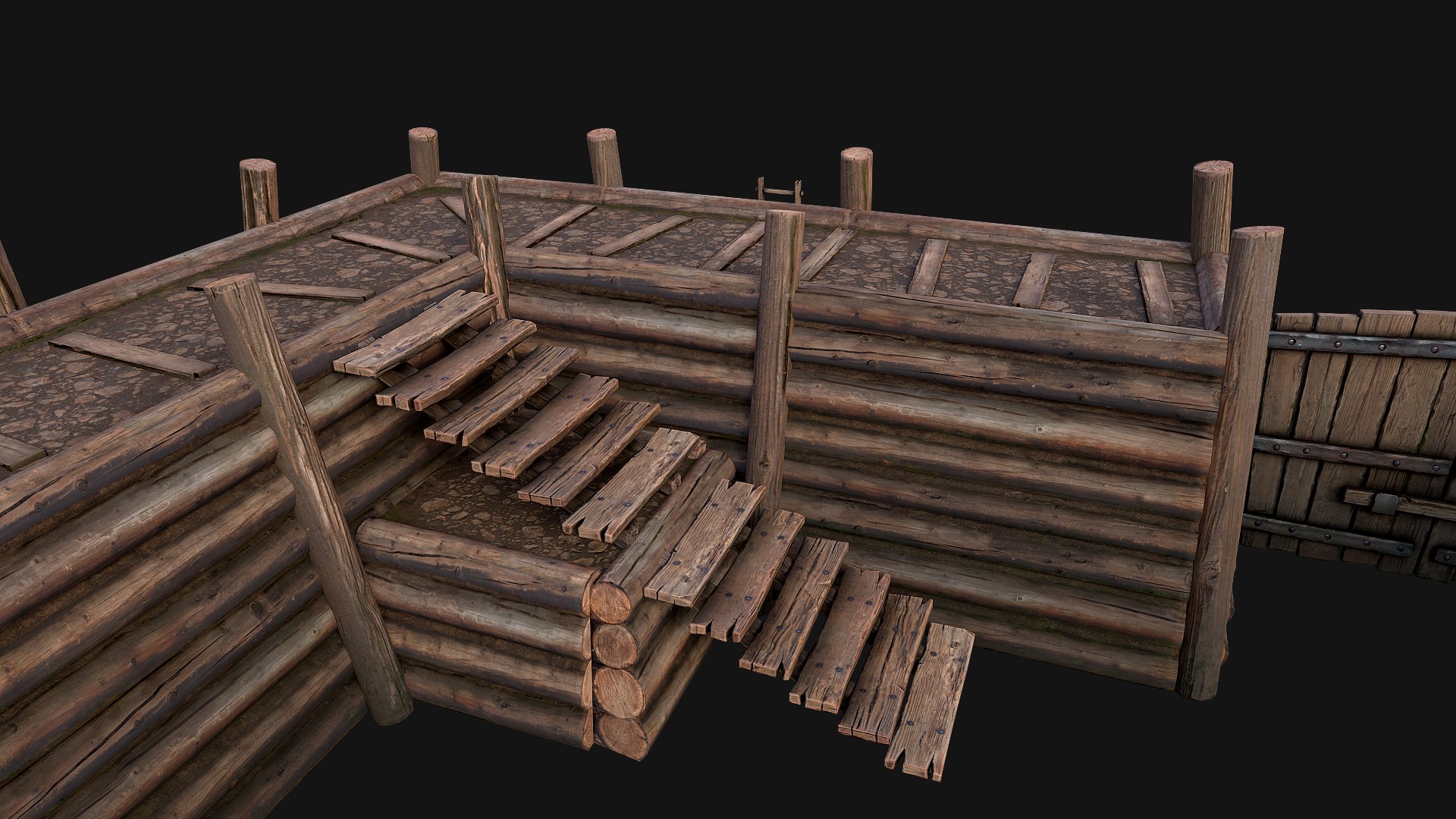 3D Wooden Castle Fort Walls Modular Model - TurboSquid 1959495