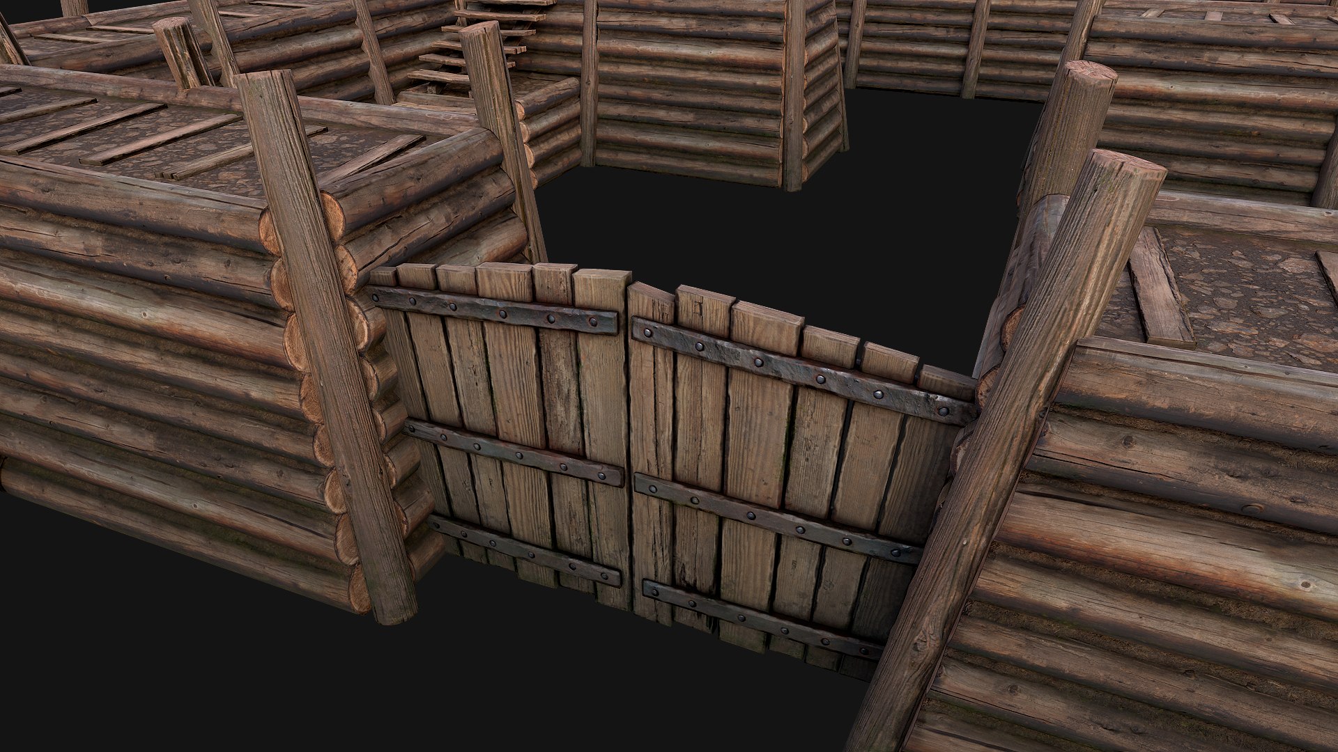 3D Wooden Castle Fort Walls Modular Model - TurboSquid 1959495