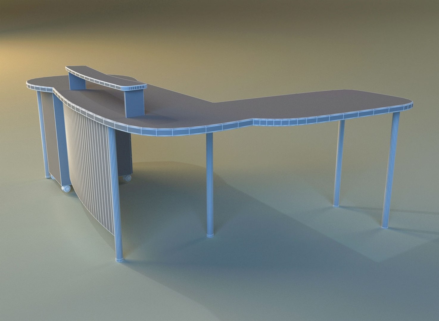 3d Model Of Large Computer Desk