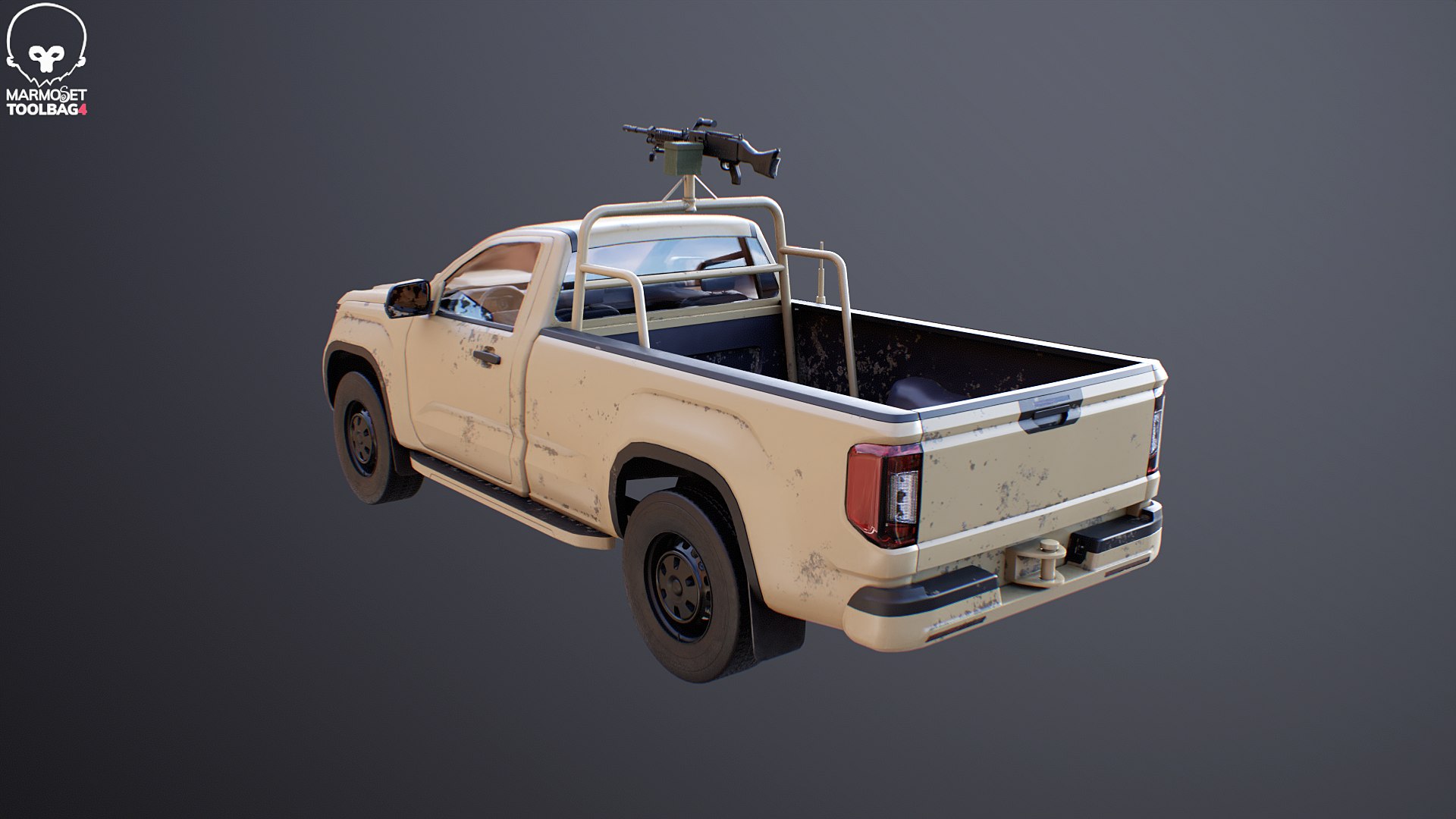 3D Model Generic Military Pickup With Machine Gun Desert Camo ...