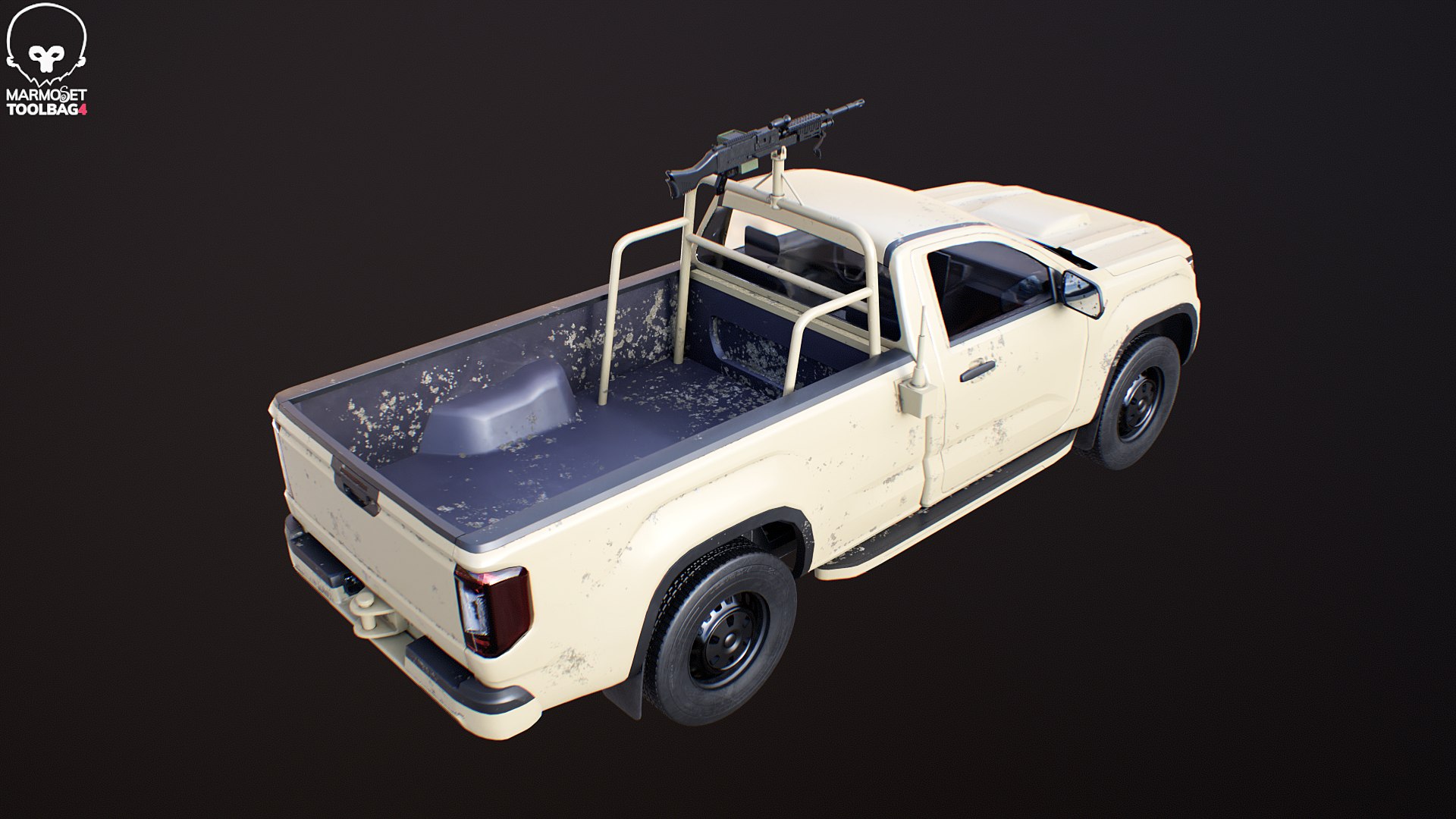 3D Model Generic Military Pickup With Machine Gun Desert Camo ...